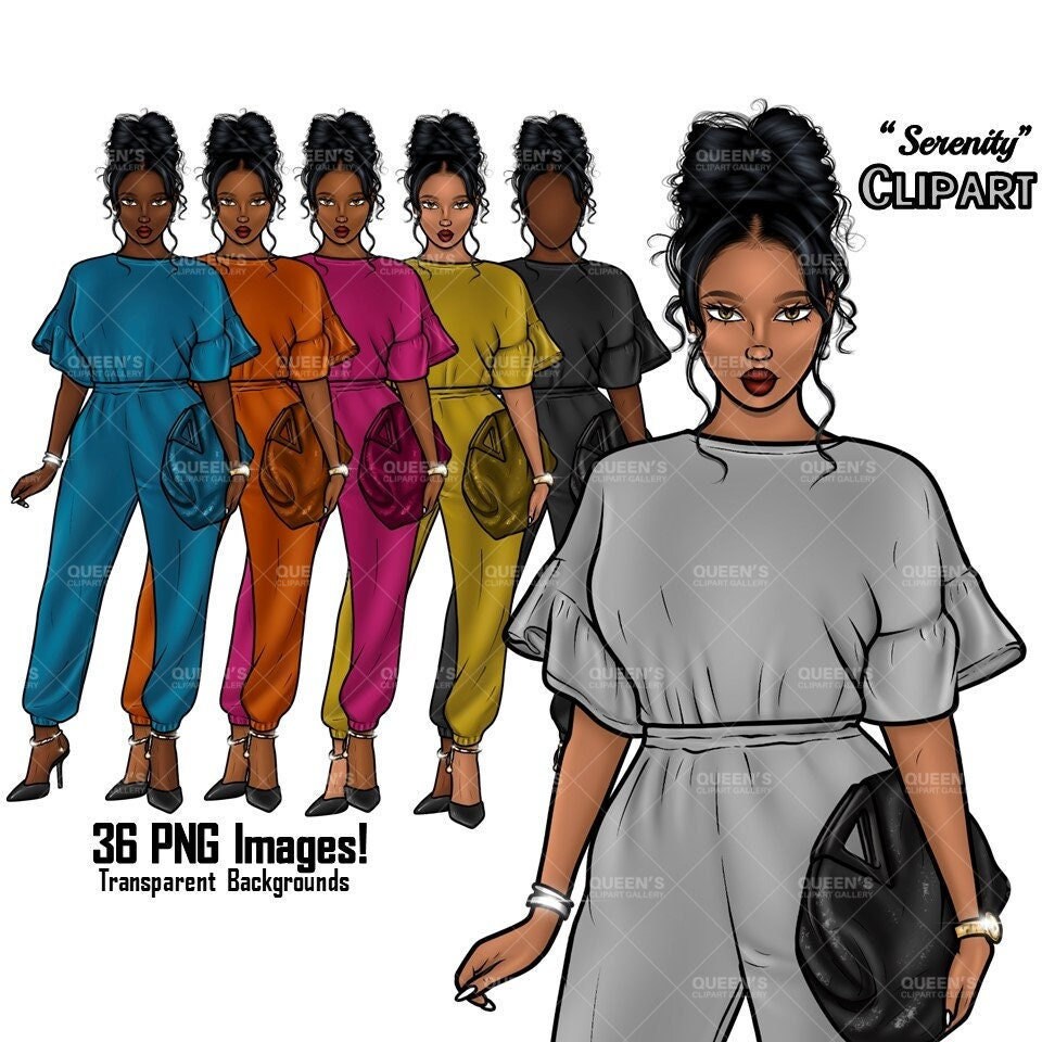 Afro Girl Clipart, African American Woman, Black Woman Clipart, Black ...