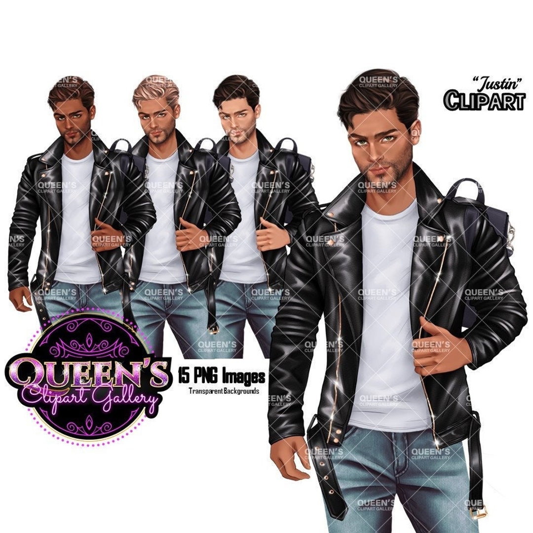 Man Clipart, Boyfriend Clipart, Man in Leather Jacket Clipart, Boy ...