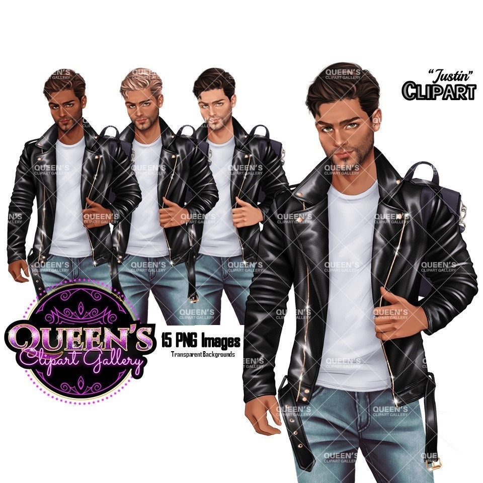 Man Clipart, Boyfriend Clipart, Man in Leather Jacket Clipart, Boy ...