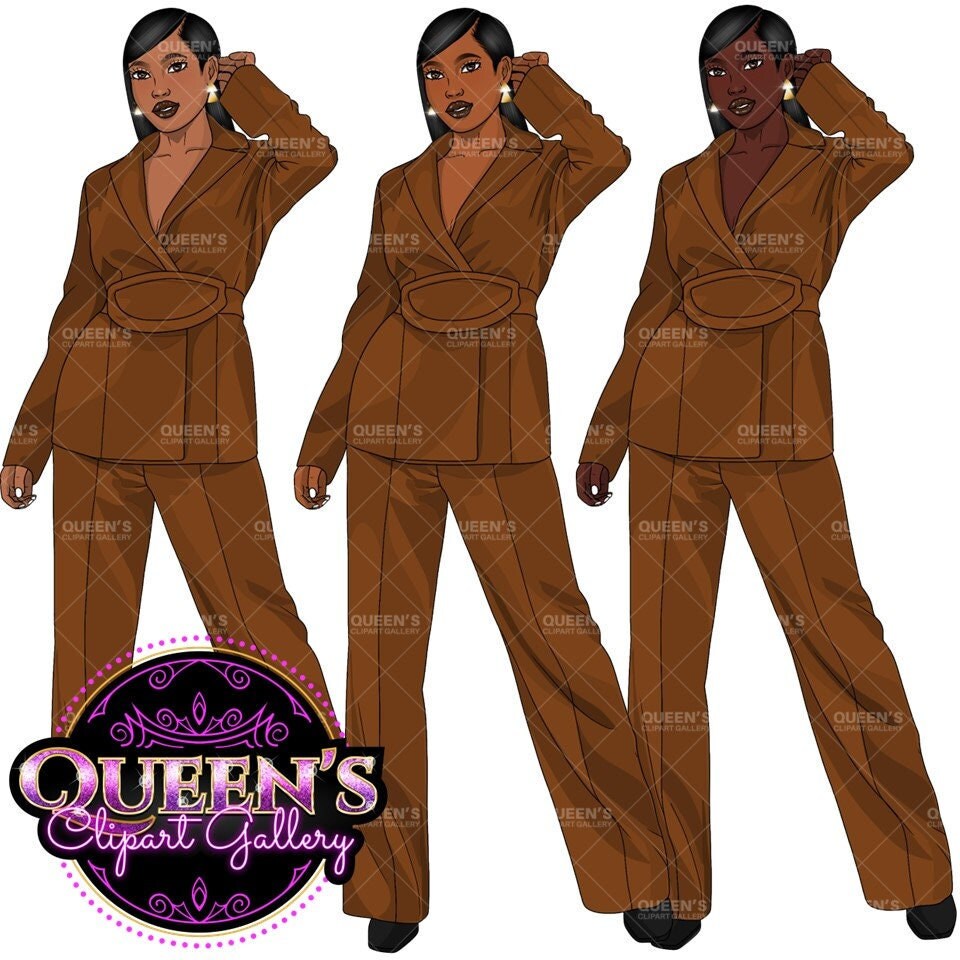 Woman in Suit Clipart Afro Woman Clipart Fashion Girl - Etsy