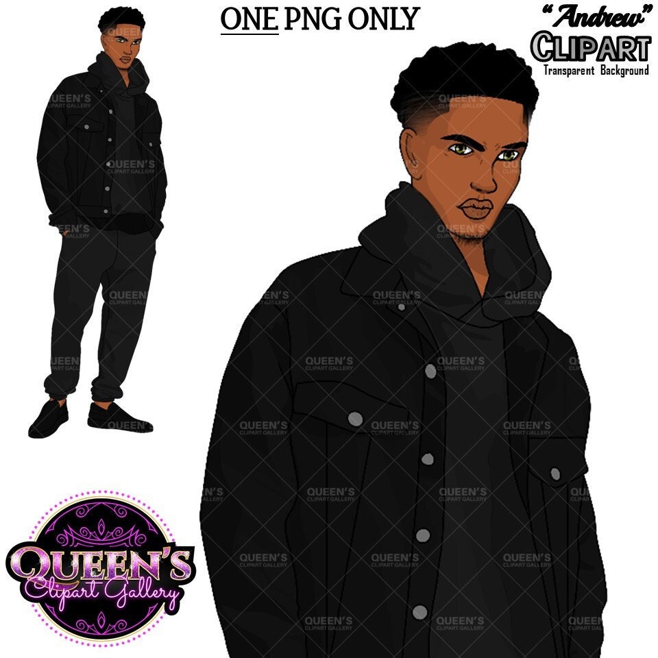 Afro Male Clipart, Man Clipart, Boyfriend Clipart, Casual Man Clipart ...