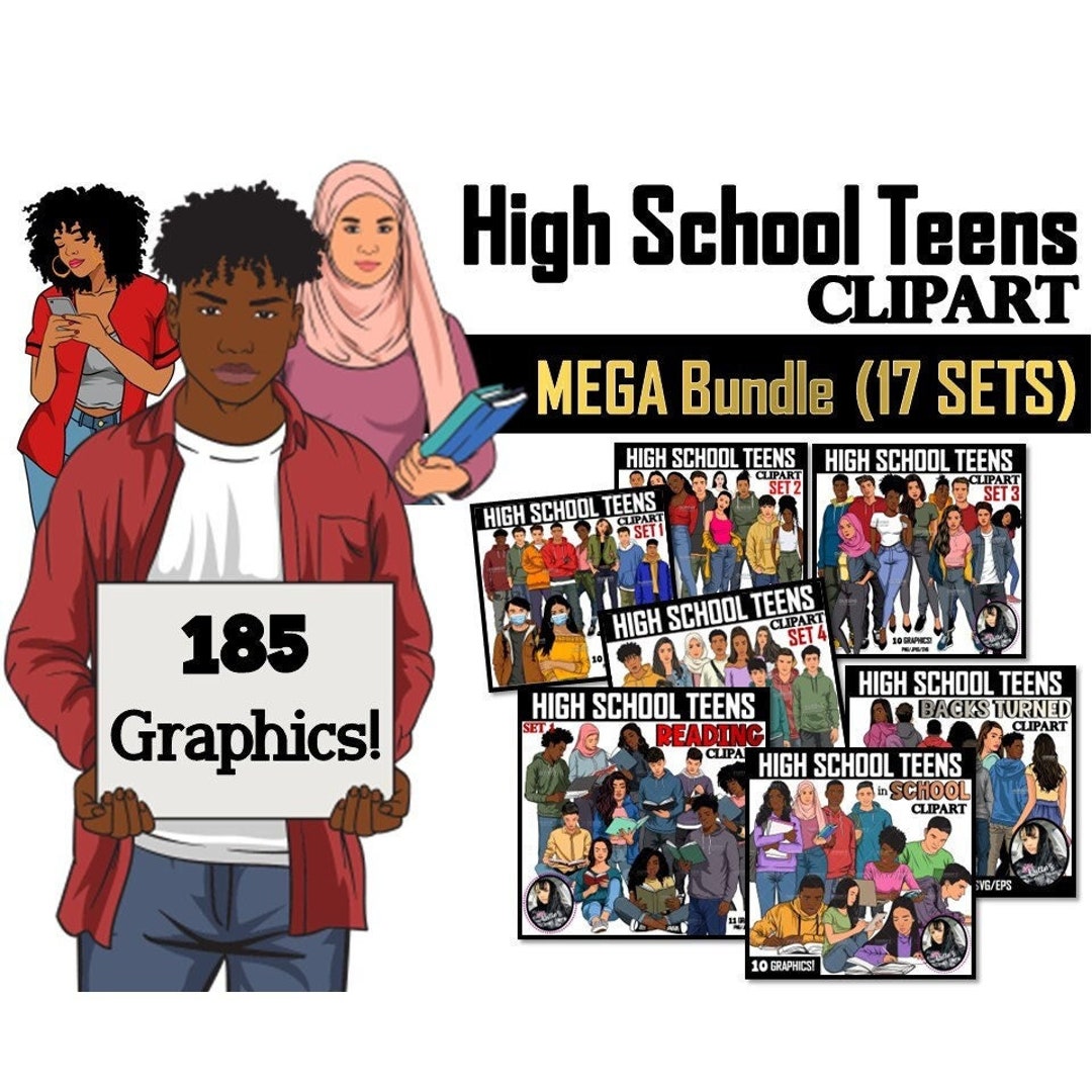 Teenagers Clipart High School Students Older Teens Male - Etsy