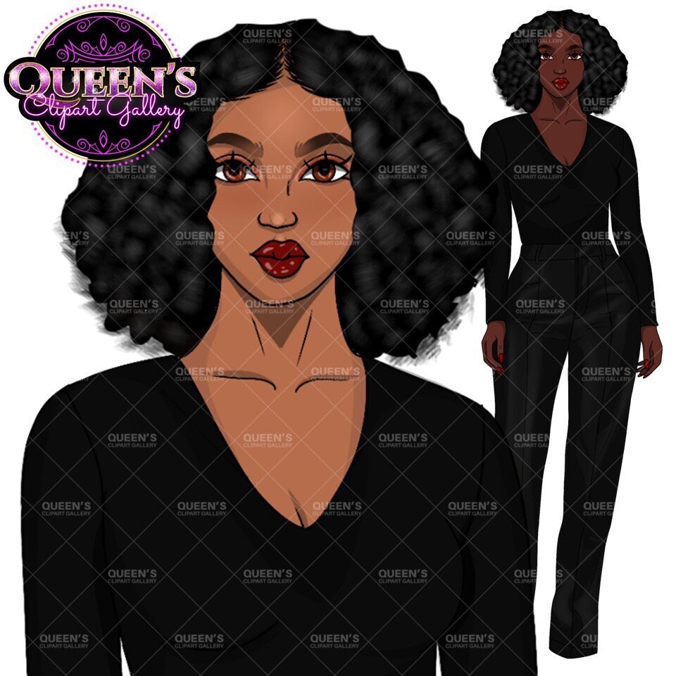 Afro Girl Clipart, African American Woman, Afro Woman Clipart, Black ...