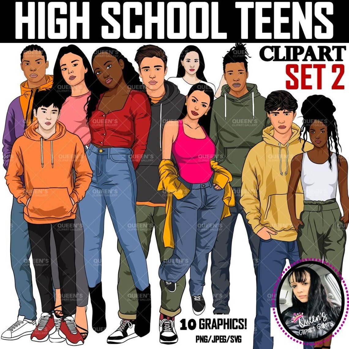Teenagers Clipart High School Students Older Teens Male | Etsy