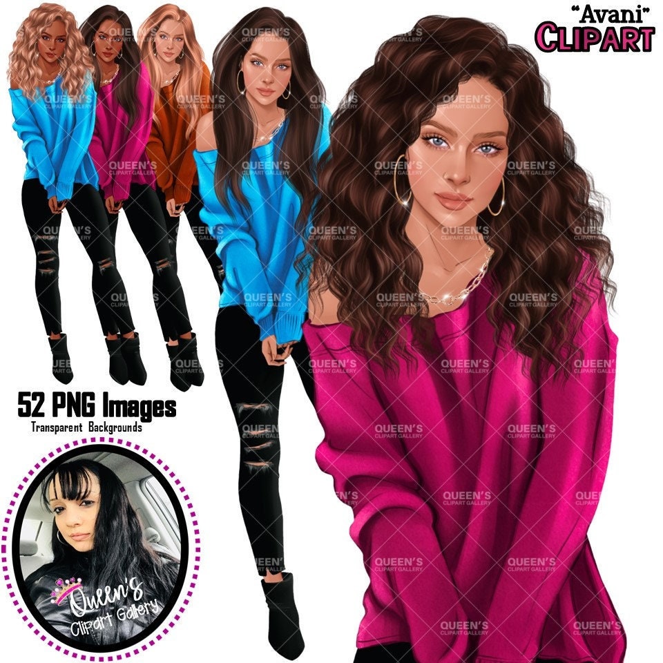 Fashion Girl Clipart Fashion Illustration Clipart Curvy Girl - Etsy