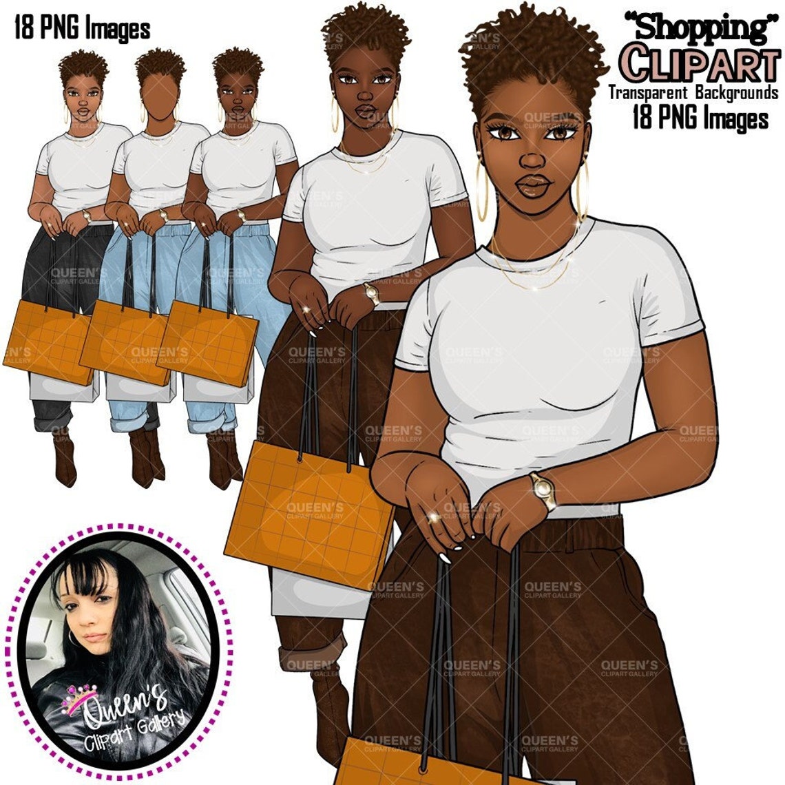 Afro Girl Clipart Fashion Clipart Black Woman Clipart Black | Etsy