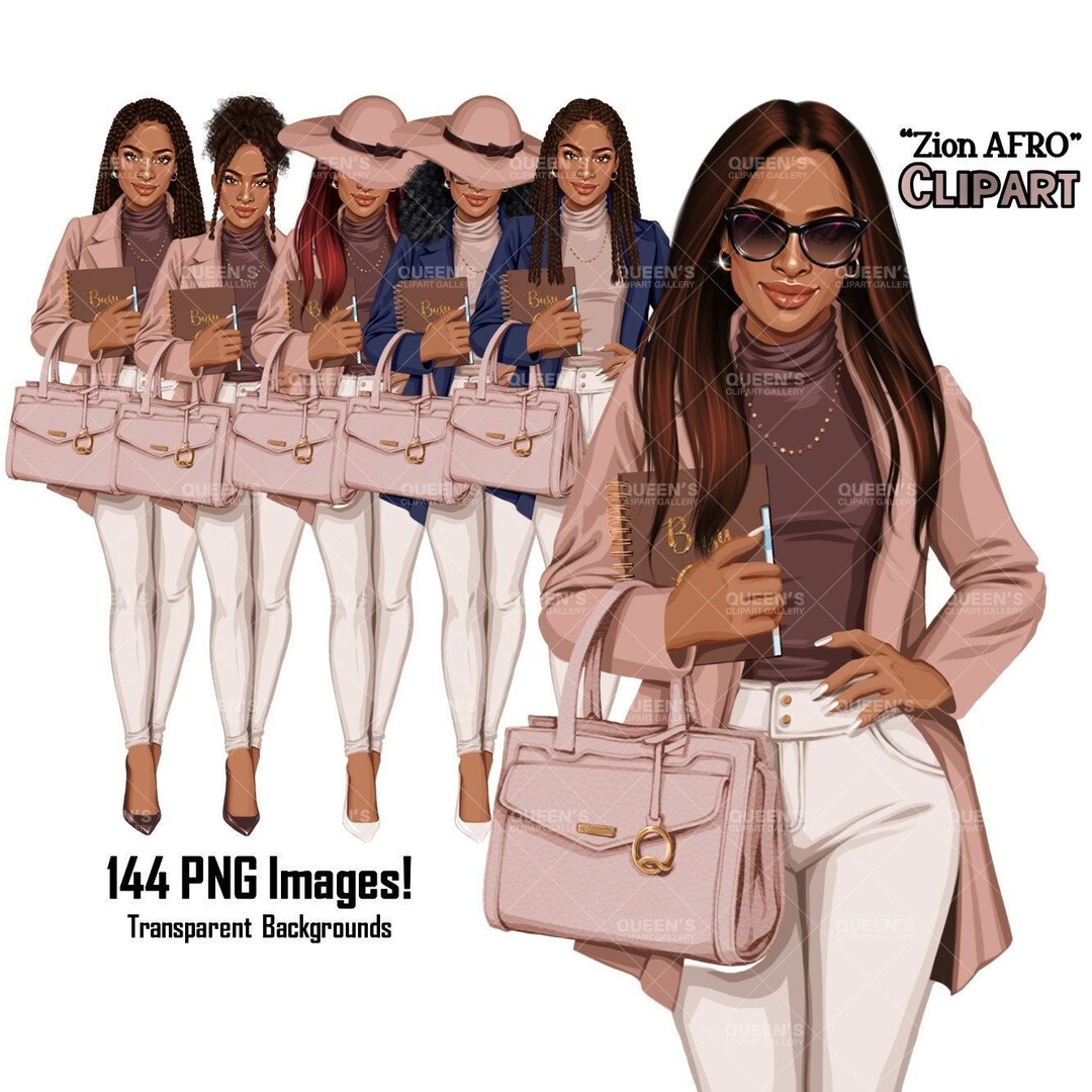 Planner Girl Clipart Afro Girl Clipart Lady Boss Clipart - Etsy