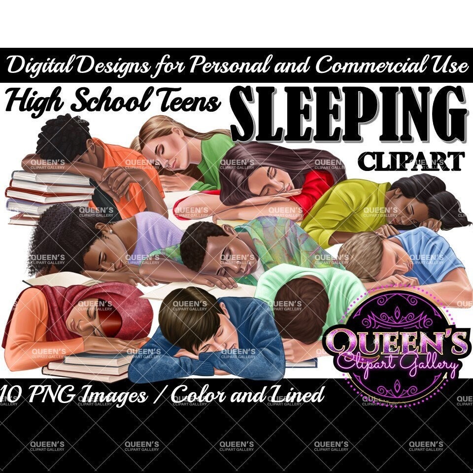 Teens Sleeping Clipart, Tired Teens, Teenagers Sleeping, Tired ...