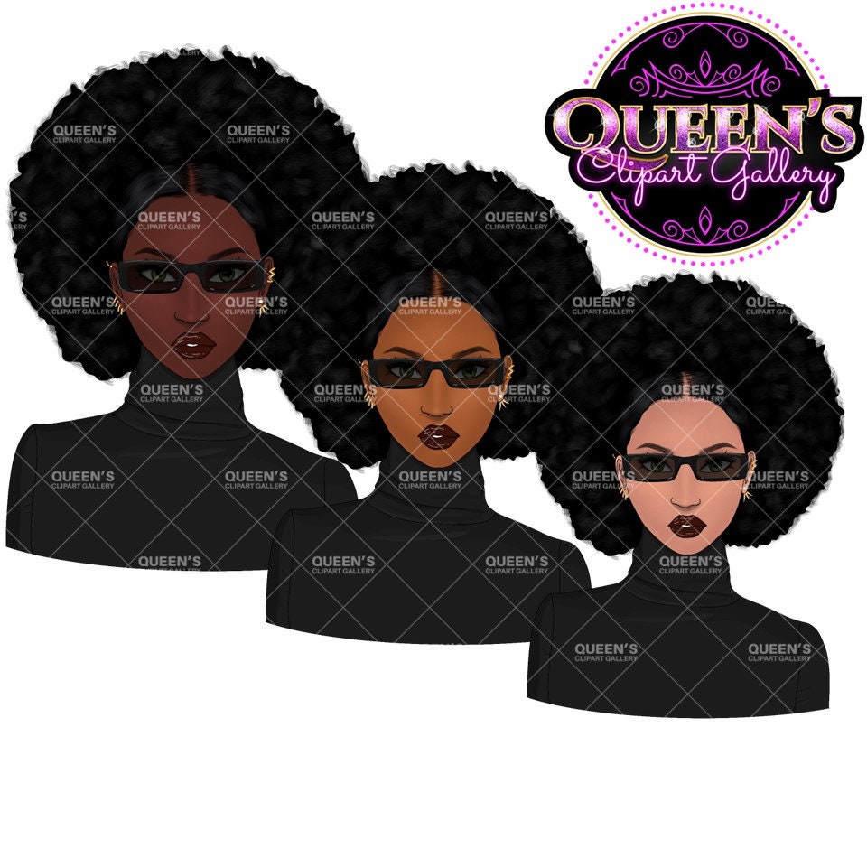 Afro Girl Clipart, Black Woman Clipart, Black Magic Clipart, Afro Face ...