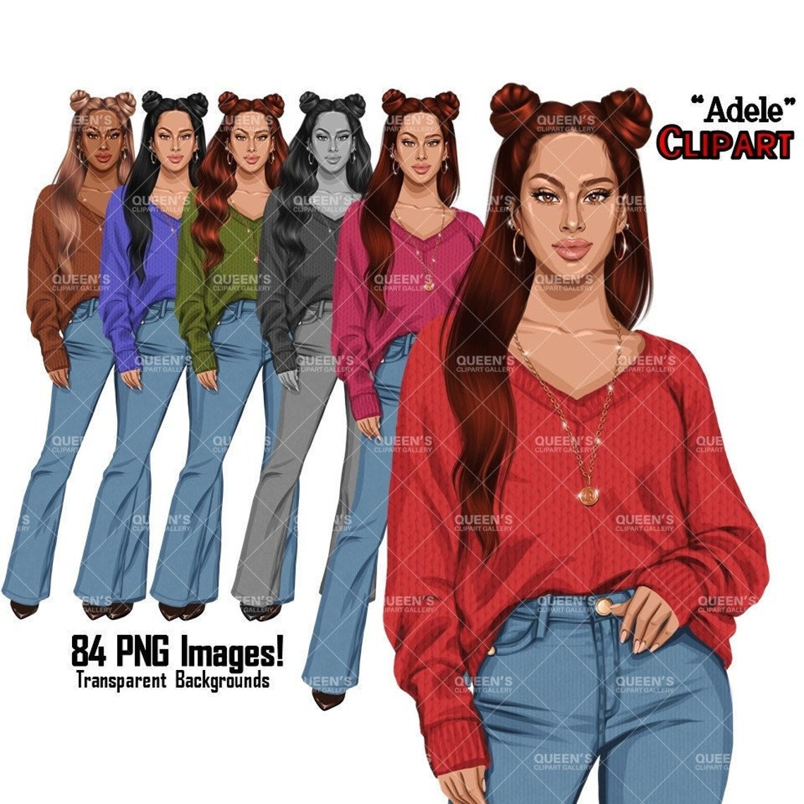 Denim Jeans Girl Fashion Girl Clipart Curvy Girl Clipart - Etsy