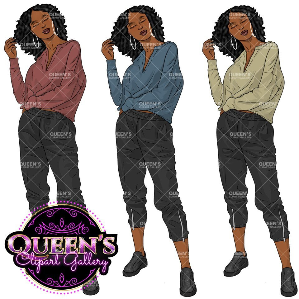 Afro Woman Clipart, Black Girl Magic, Girl Boss Clipart, African ...