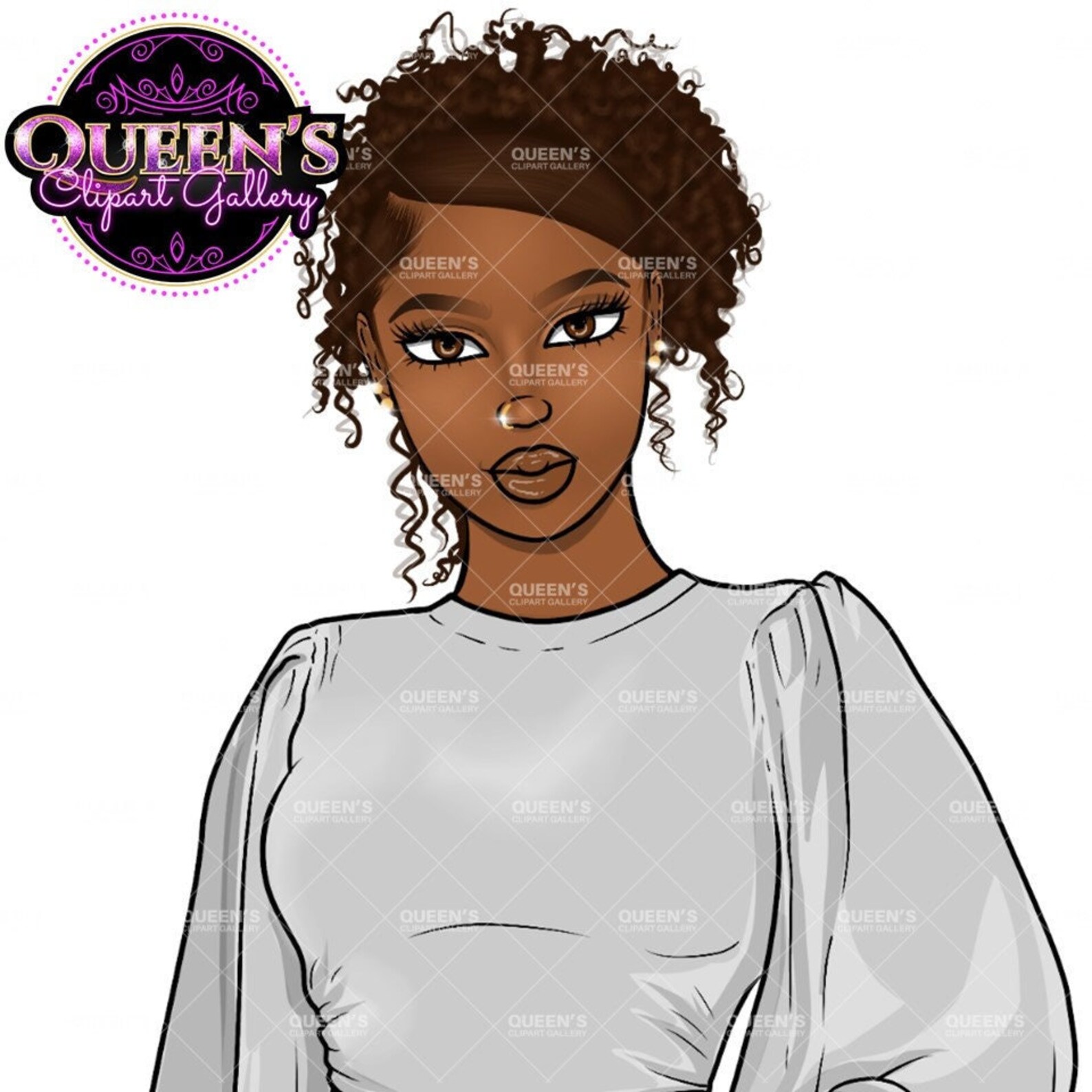 Curvy Denim Girl, Jeans Girl Clipart, Denim Jeans Clipart, Afro Woman ...