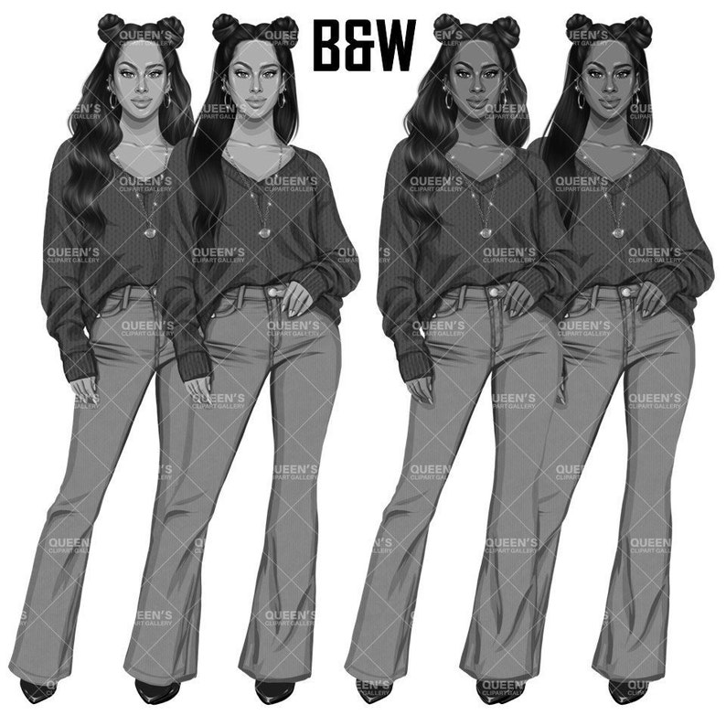 Denim Jeans Girl Fashion Girl Clipart Curvy Girl Clipart - Etsy