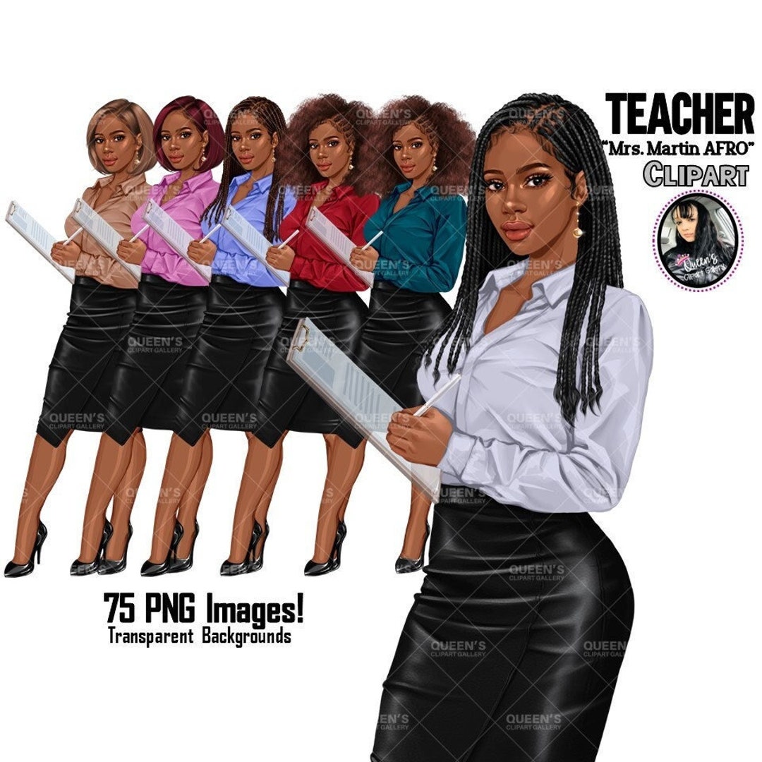 Teacher Clipart, Teachers, Teaching Clipart, Lady Boss Clipart, Afro ...
