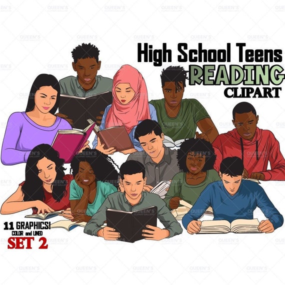 Teen Girl Reading A Book Clipart