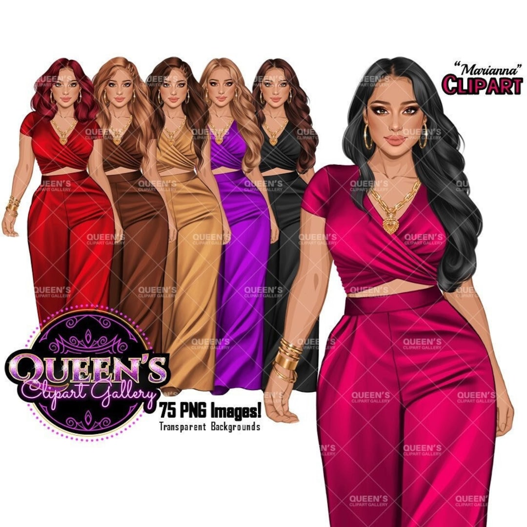 Fashion Girl Clipart: Woman Illustration Graphics (75 PNG Images ...