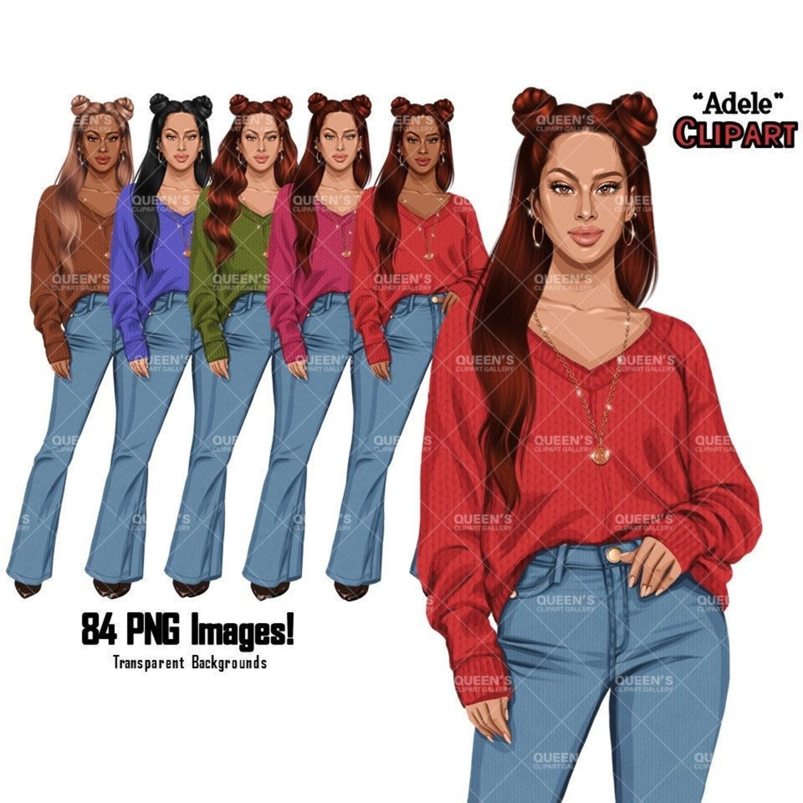 Denim Jeans Girl Fashion Girl Clipart Curvy Girl Clipart - Etsy