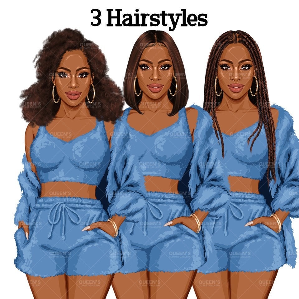 Pajama Girl Clipart Afro Woman in Sleepwear Pajama - Etsy