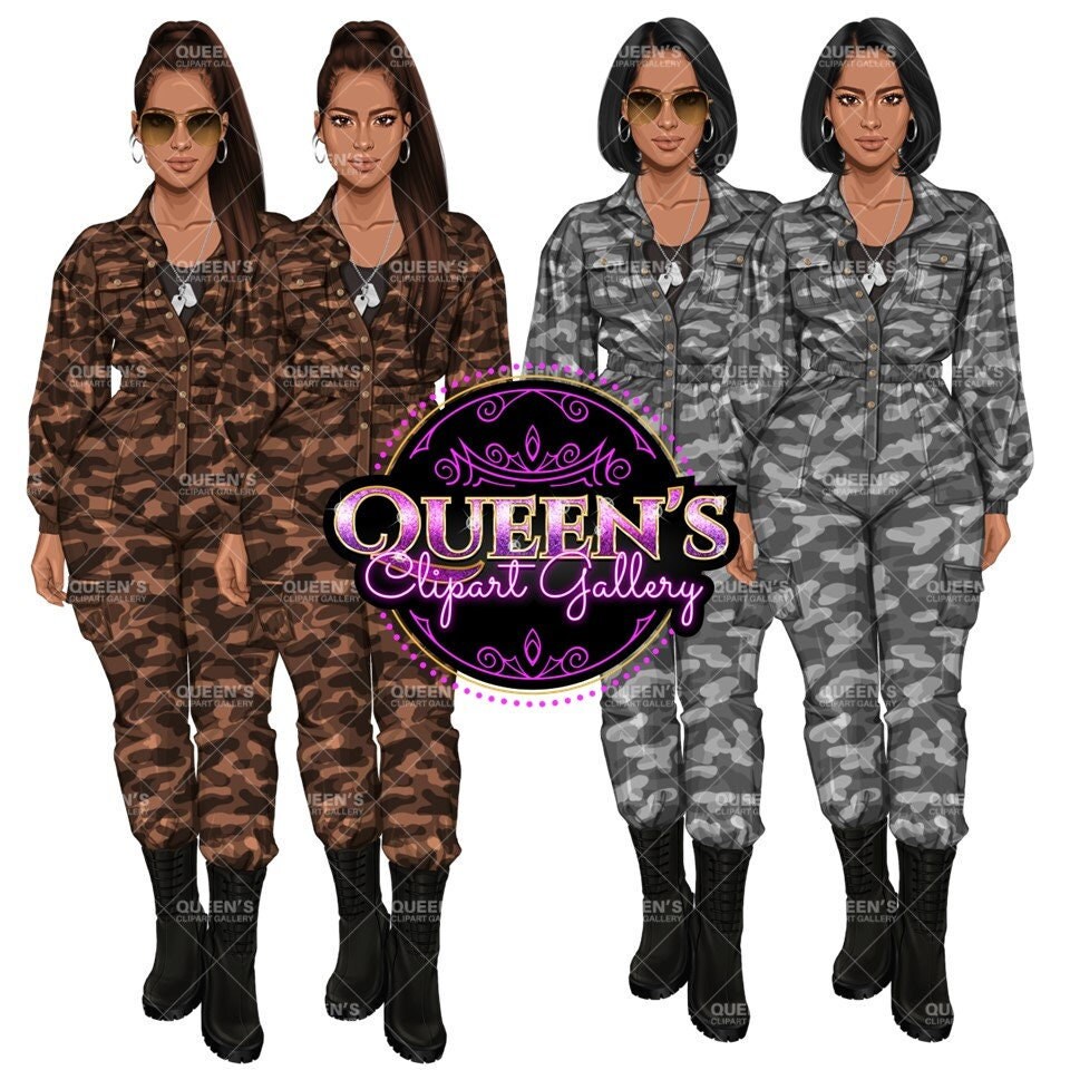 Army Clipart, Afro Military Woman Clipart, Fashion Girl Clipart ...