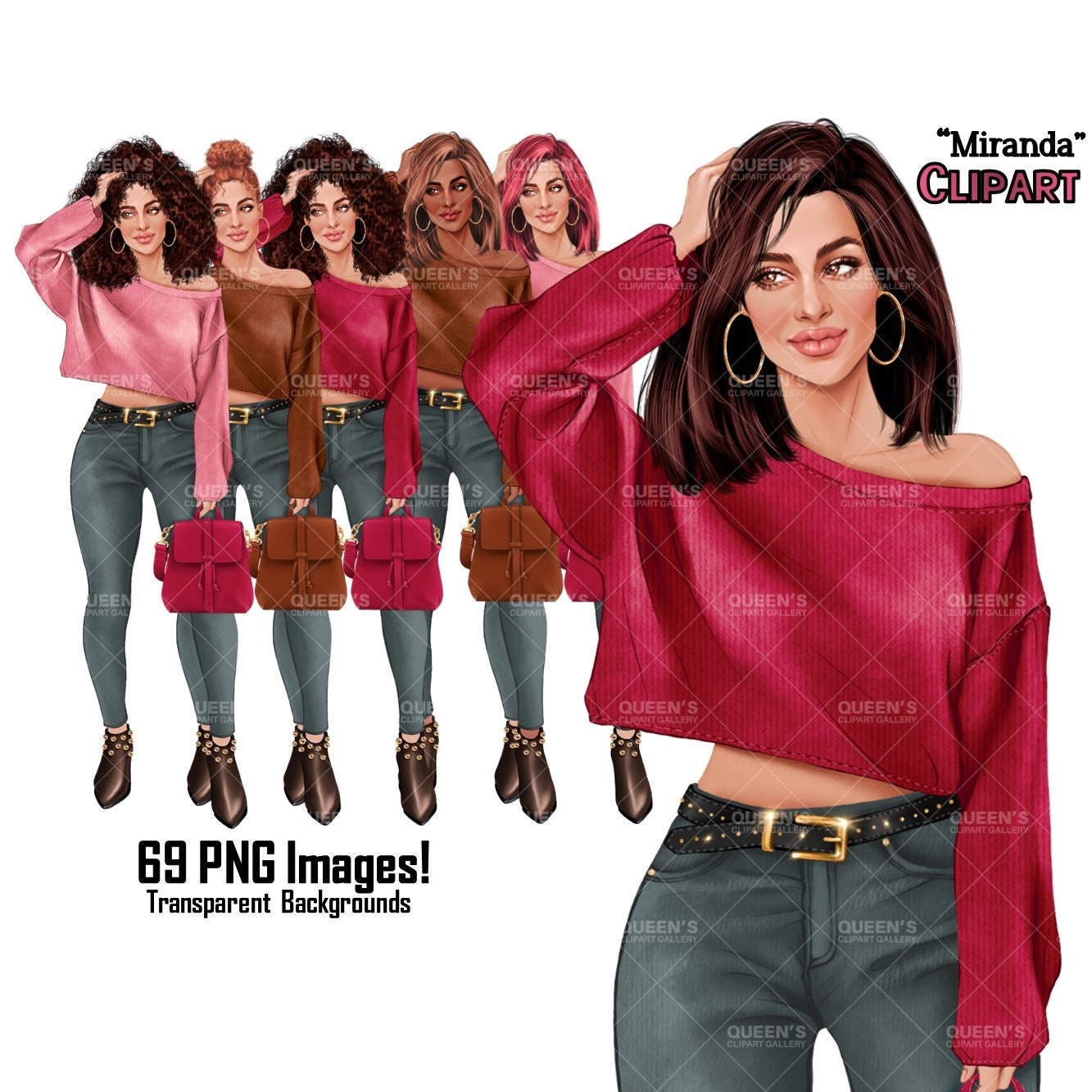 Denim Girl Clipart, Denim Jeans Girl, Fashion Clipart, Fashion Girl ...