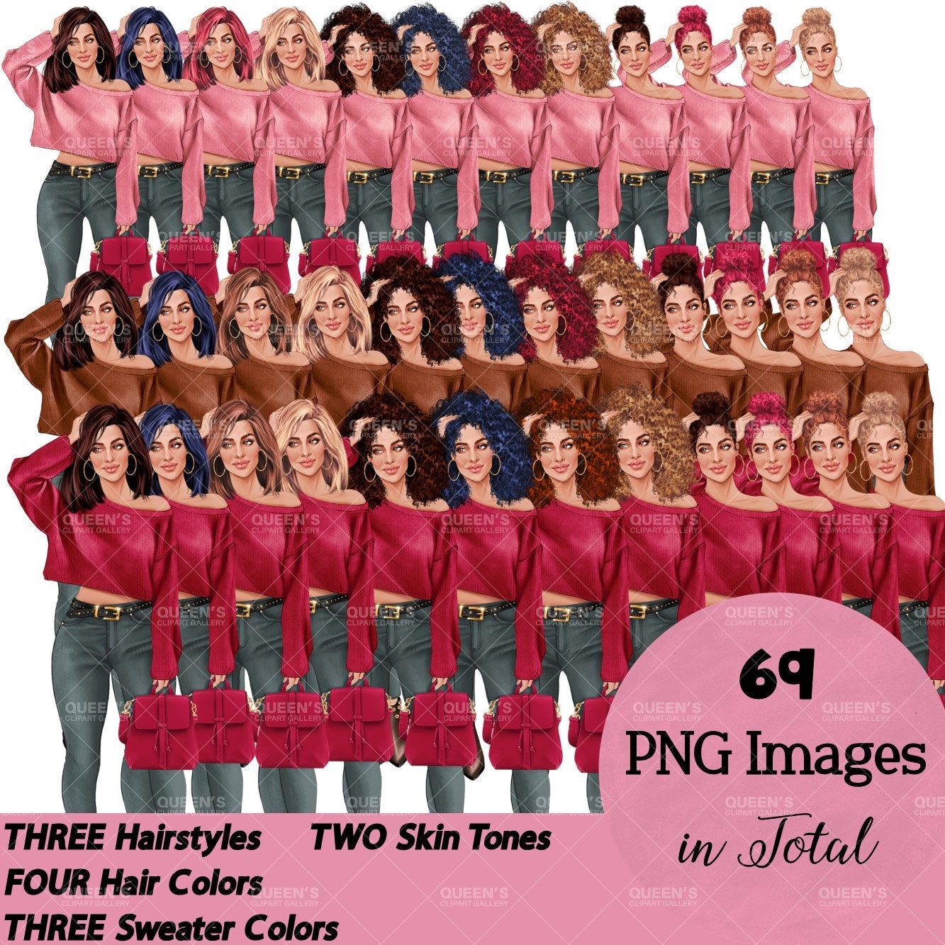 Denim Girl Clipart, Denim Jeans Girl, Fashion Clipart, Fashion Girl ...