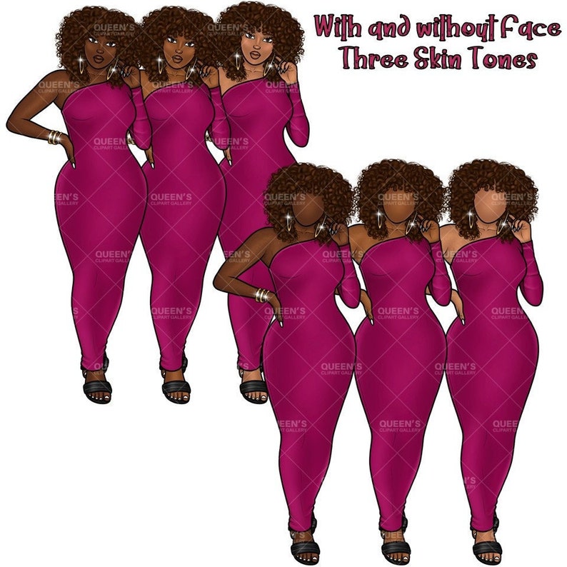 Afro Girl Clipart, Fashion Clipart, Black Woman Clipart, Black Girl ...