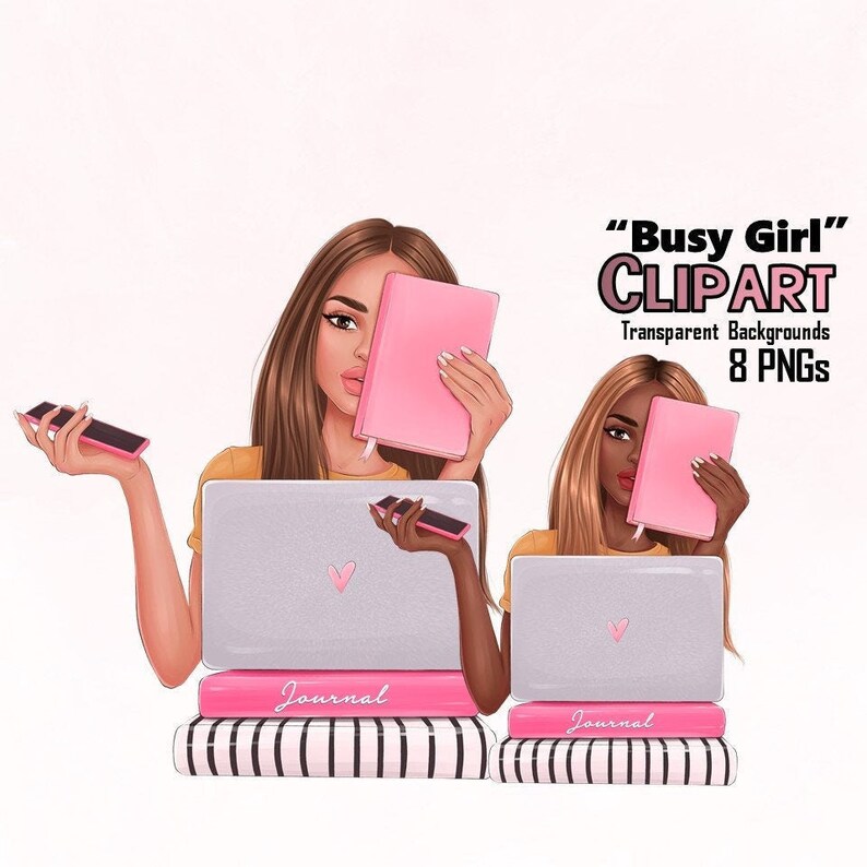 Clipart busy Girl Fashion Girl Clipart - Etsy