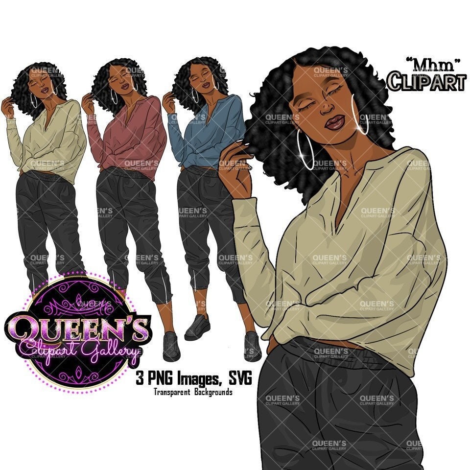 Afro Woman Clipart, Black Girl Magic, Girl Boss Clipart, African ...