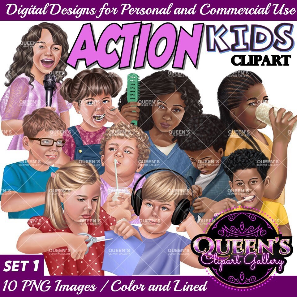 Action Kids Clipart, Kids in Action Clipart, Elementary Students, Children Clipart, Young Kids ...