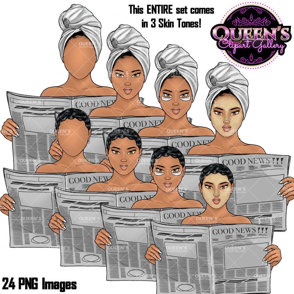 Spa Day Clipart: African American Woman, Relaxing at Home (24 PNG ...