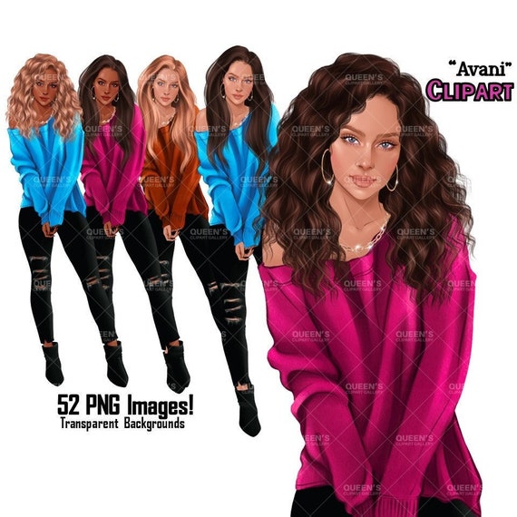 Fashion Girl Clipart Fashion Illustration Clipart Curvy Girl - Etsy