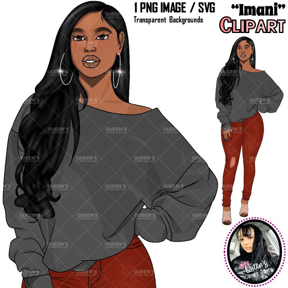 Ragazza Jeans Denim Magia Ragazza Nera Clipart Ragazza Afro Etsy Italia