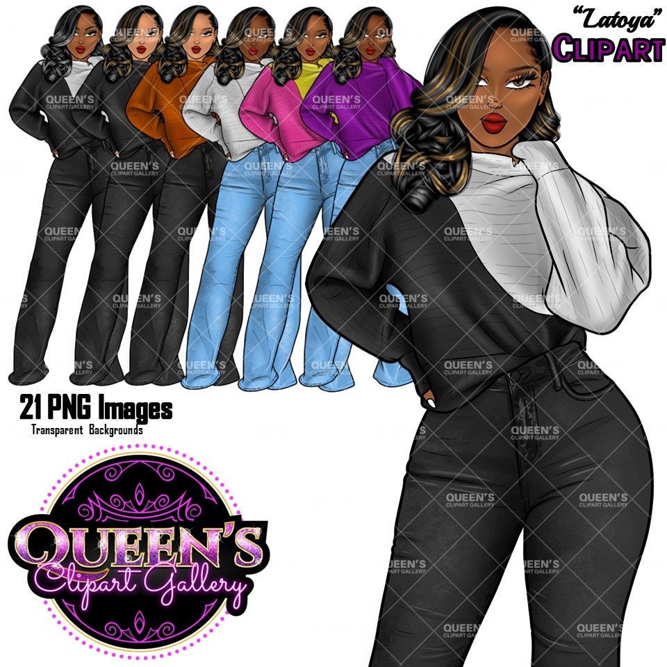 Afro Girl Clipart, Afro Woman Clipart, Fashion Girl Clipart, Fashion ...