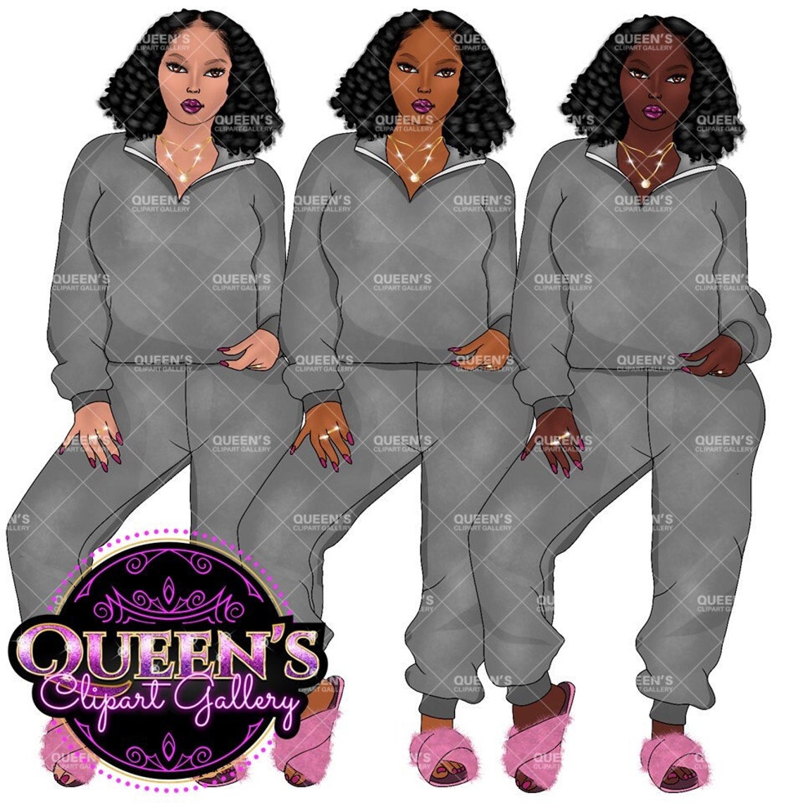 Afro Girl Clipart Pajamas Clipart Black Woman Clipart Black Girl Magic ...