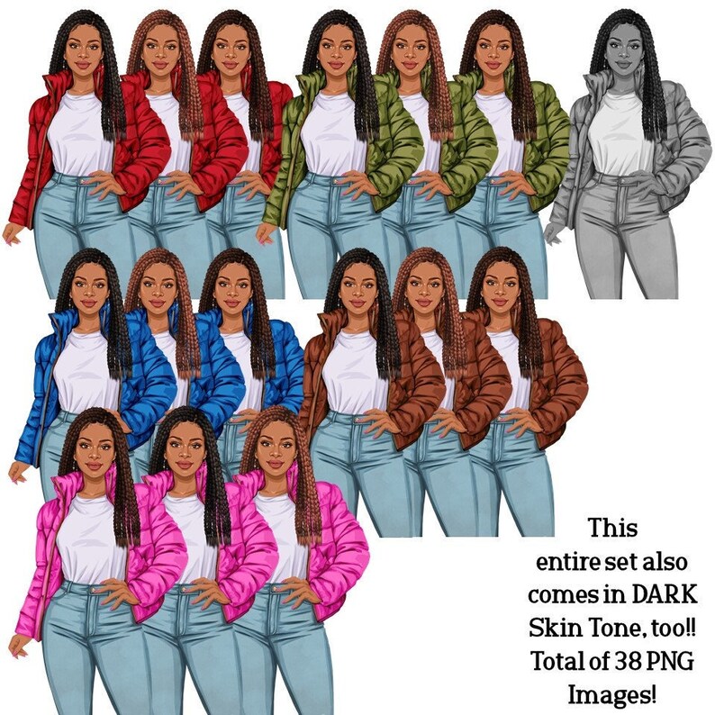 Clipart girls in Bubble Jackets Fashion Girl Clipart, Printable ...