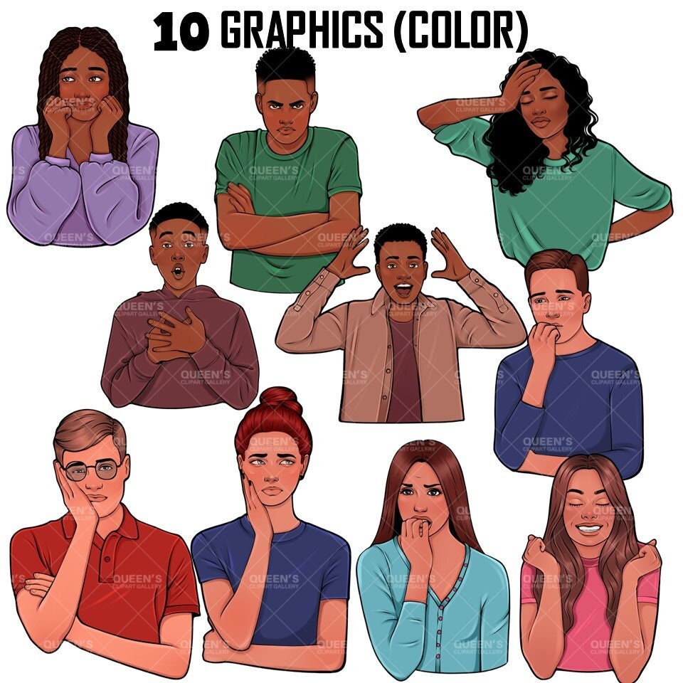 Emotional Teens Clipart Teenagers Mature High School - Etsy