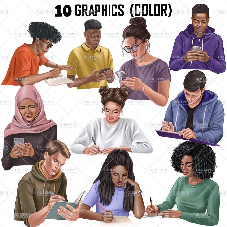 Teenagers Clipart Teen Clipart Students Writing Clipart - Etsy Australia