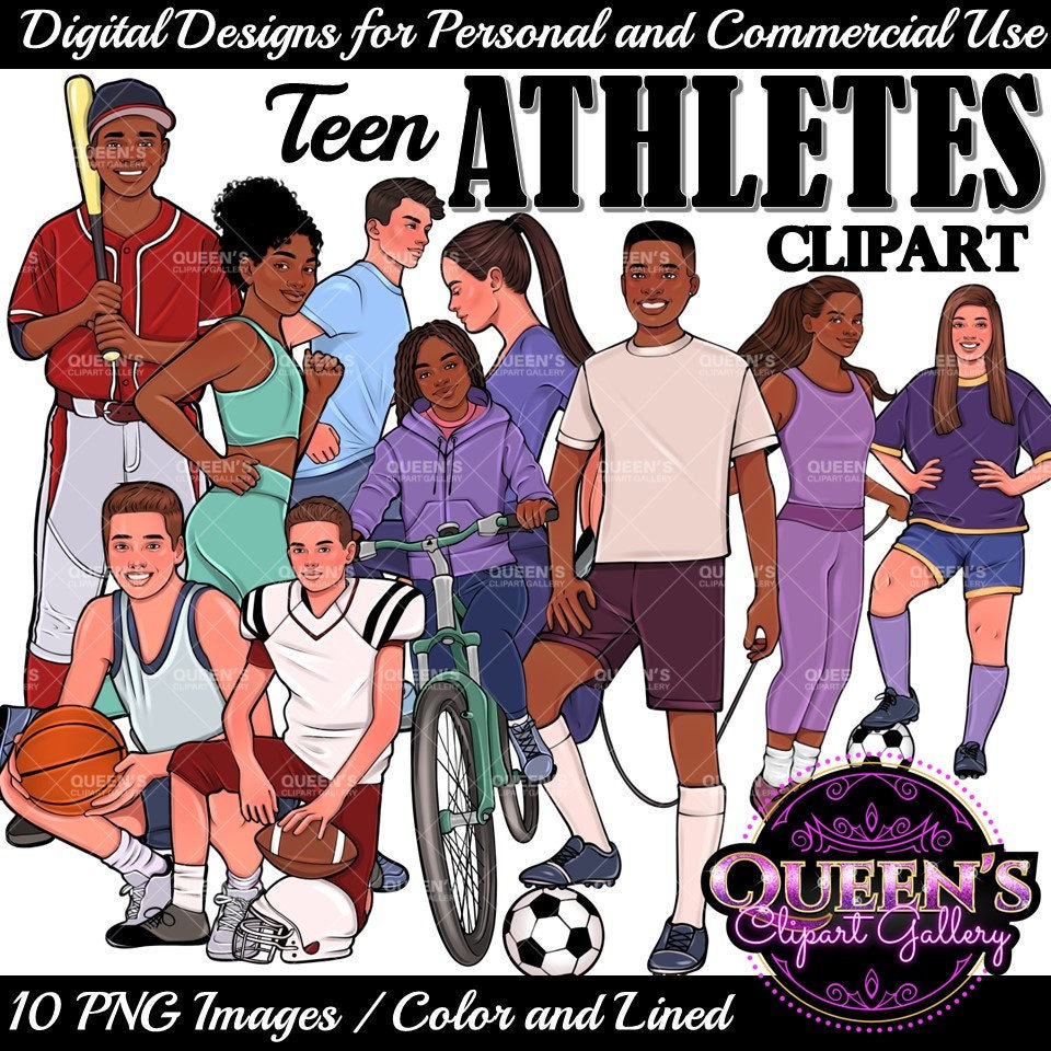 Teen Athletes Clipart: Sports Illustrations (digital Download) - Etsy