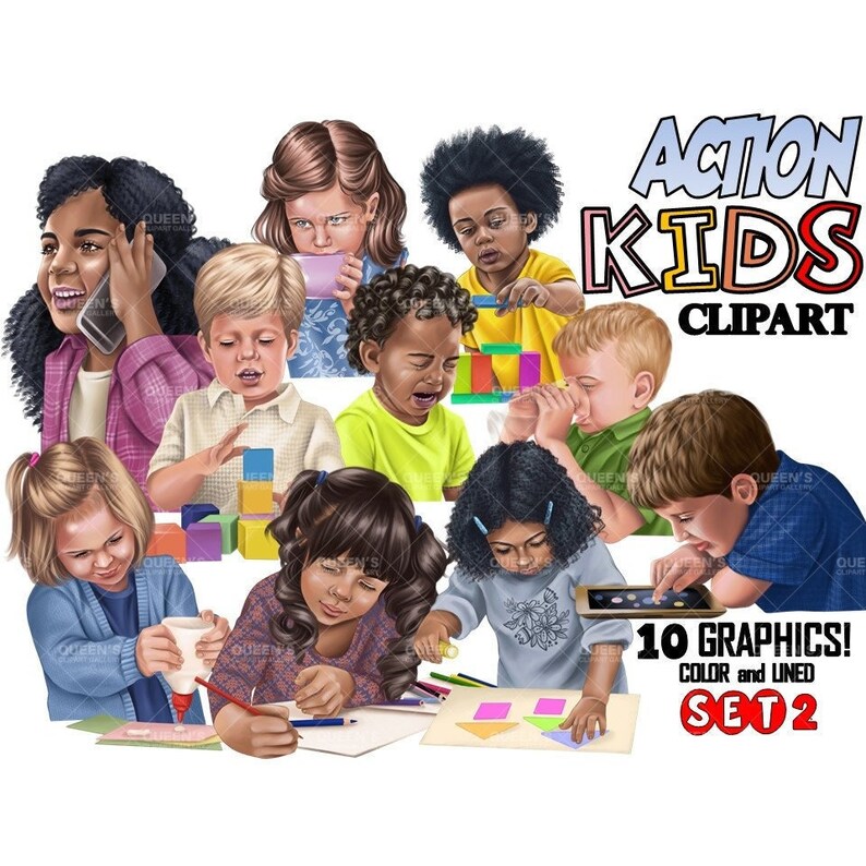 Action Kids Clipart Kids in Action Clipart Elementary - Etsy