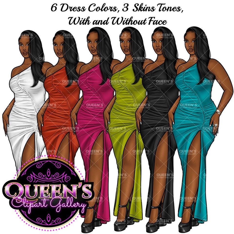 Afro Girl Clipart, Fashion Clipart, Black Woman Clipart, Black Girl ...