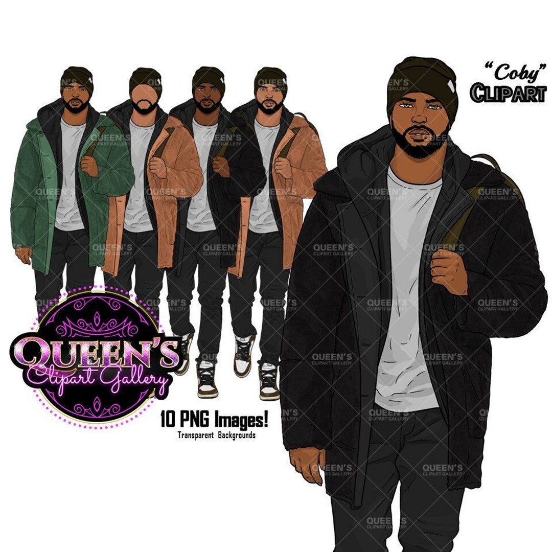 Afro Male Clipart, Man Clipart, Boyfriend Clipart, Casual Man Clipart ...