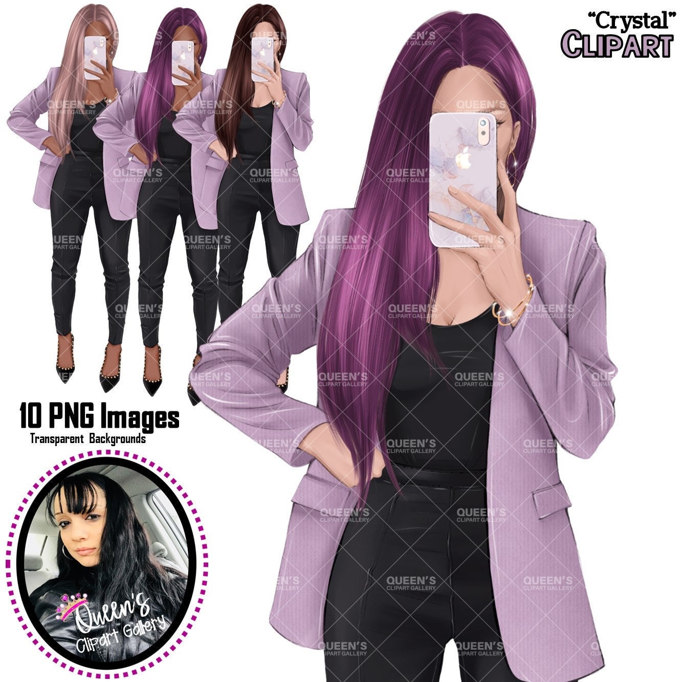 Selfie Girl Clipart, Cell Phone Girl, Planner Girl Clipart, Woman ...