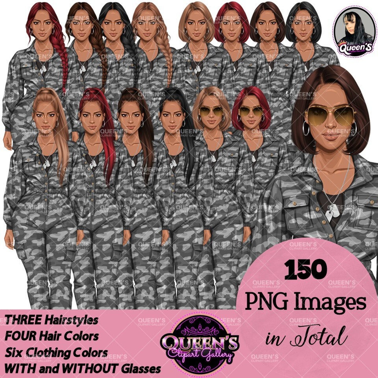 Military Woman Clipart: Fashion Army Girl PNG Images (digital Download ...