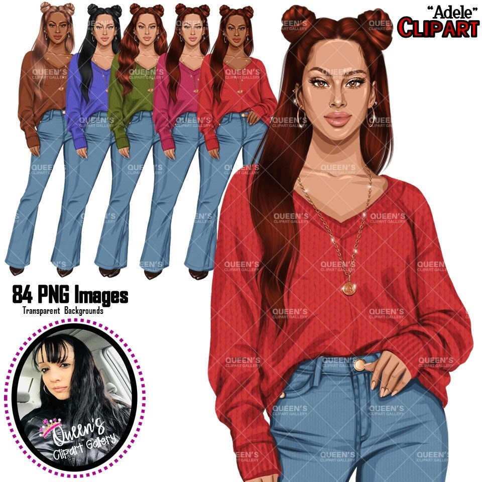 Denim Jeans Girl Fashion Girl Clipart Curvy Girl Clipart - Etsy