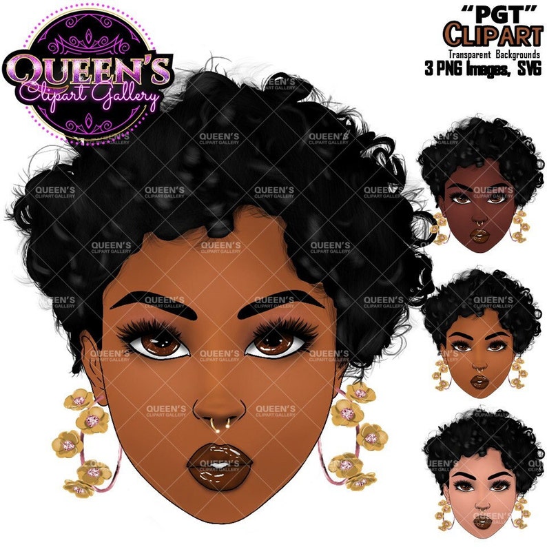 Afro Face Clipart, Afro Girl, Afro Woman Clipart, African American ...