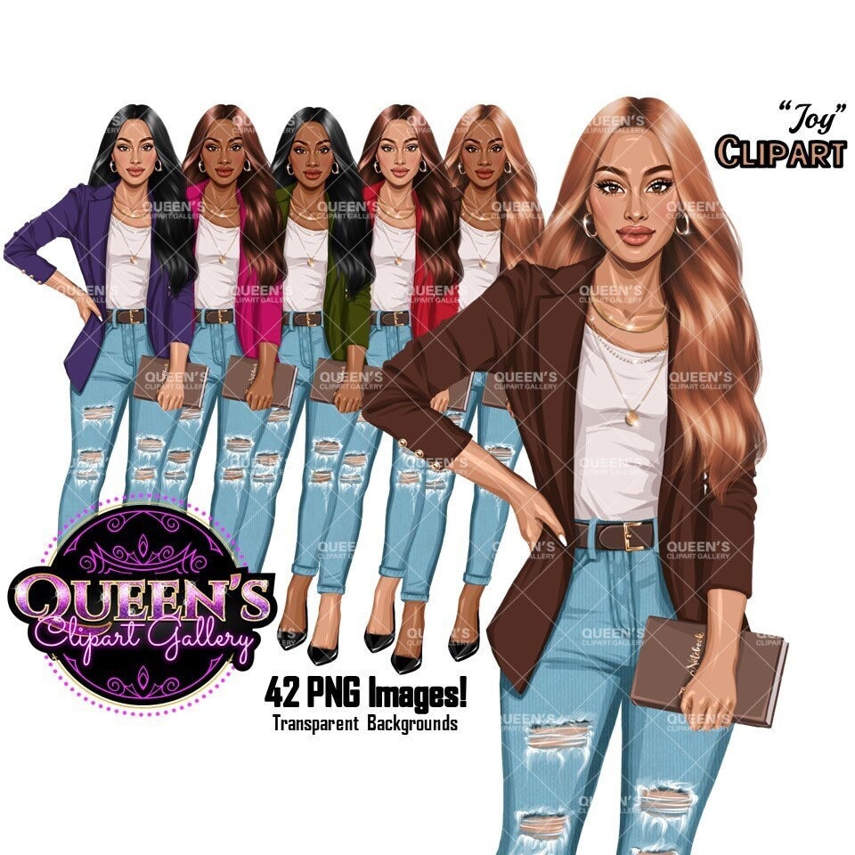 Denim Jeans Girl, Woman Clipart, Fashion Girl Clipart, Teacher Clipart ...