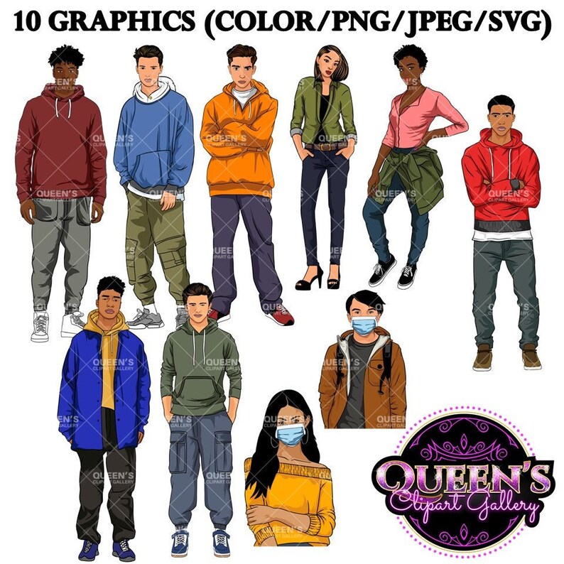 Teenagers Clipart, High School Students, Older Teens, Male Teen Clipart ...