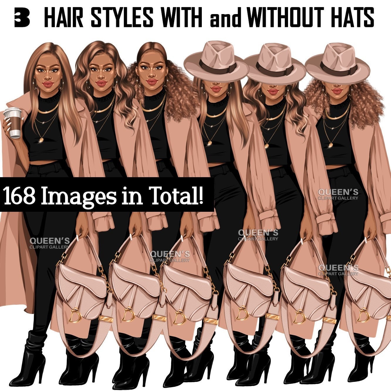 Fashion Girl Clipart Black Woman Clipart African American - Etsy