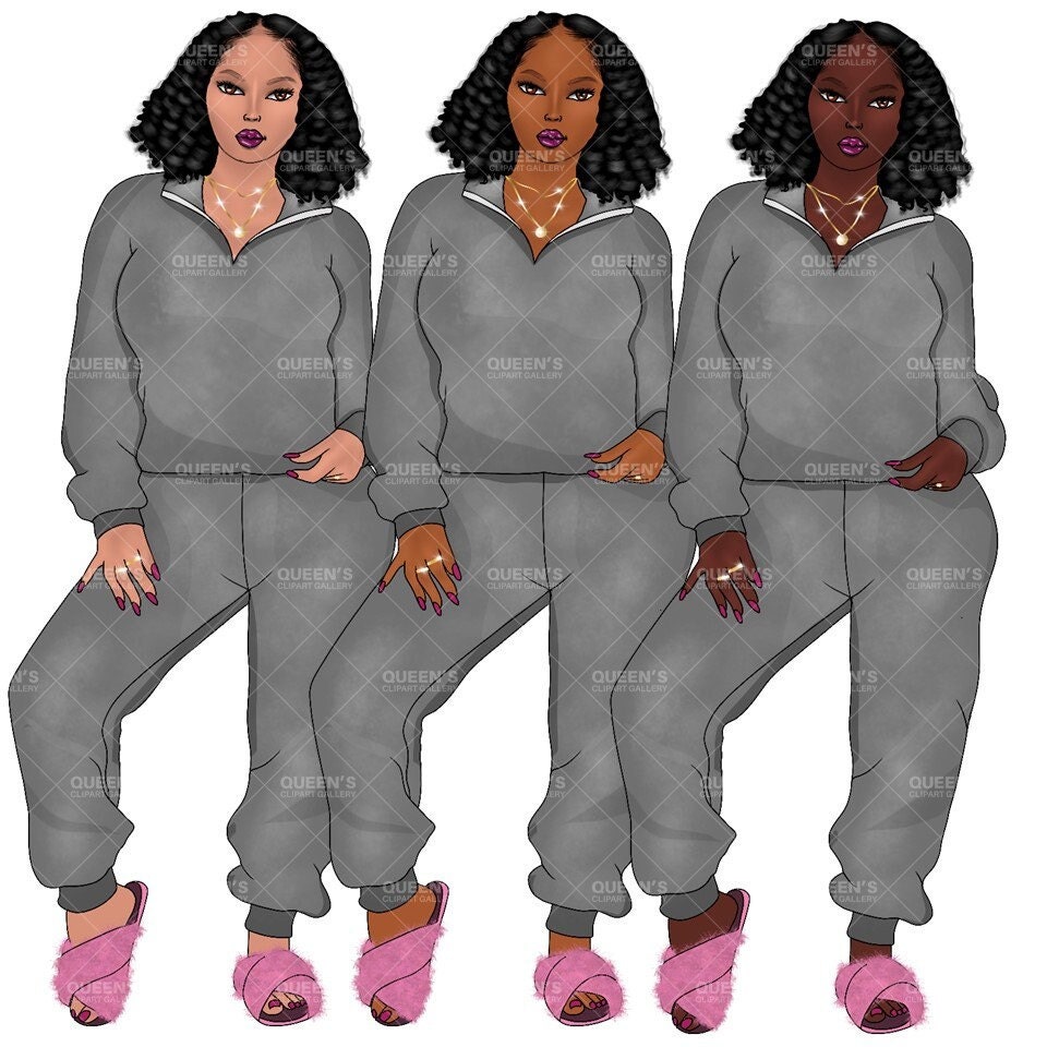 Afro Girl Clipart Pajamas Clipart Black Woman Clipart Black - Etsy