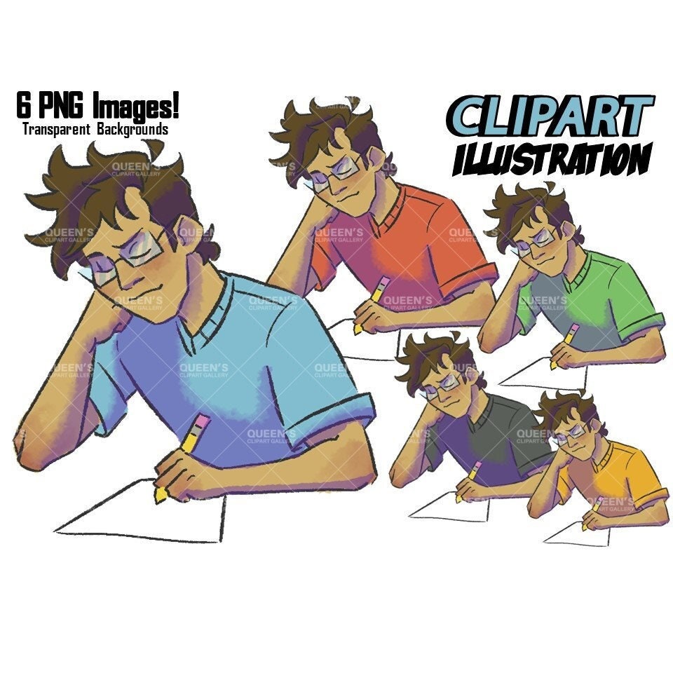 Teen Clipart Teen Writing Cartoonish Illustration Comic - Etsy